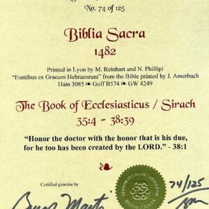 Biblia Sacra - 1482 - ECCLESIASTICUS 35-38 - Historic Bibles & Engravings