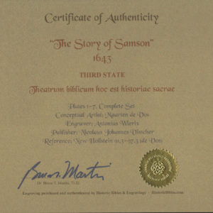 Story of Samson – 1643 – Set of 7 plates - Historic Bibles & Engravings