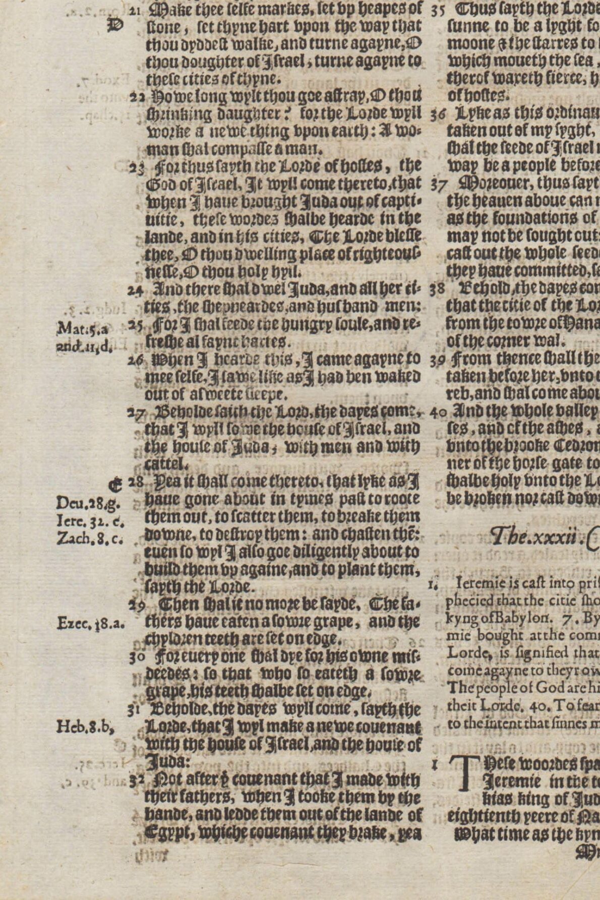 Bishops Bible - 1578 - JEREMIAH 31-32 - Historic Bibles & Engravings