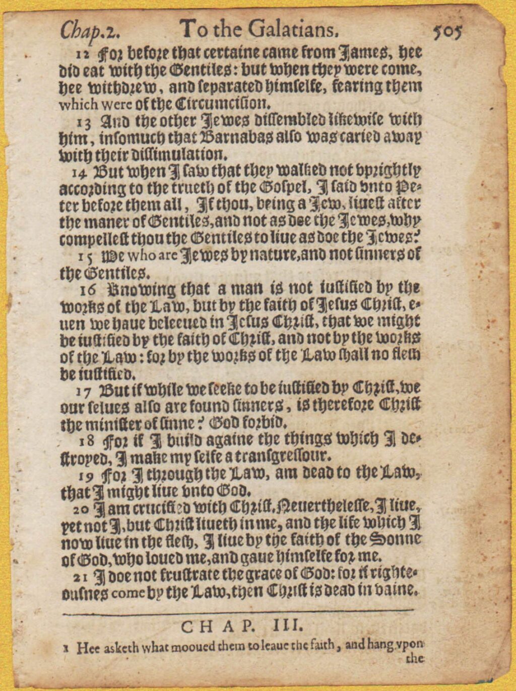 King James - 1612 - GALATIANS 2-3 - Historic Bibles & Engravings